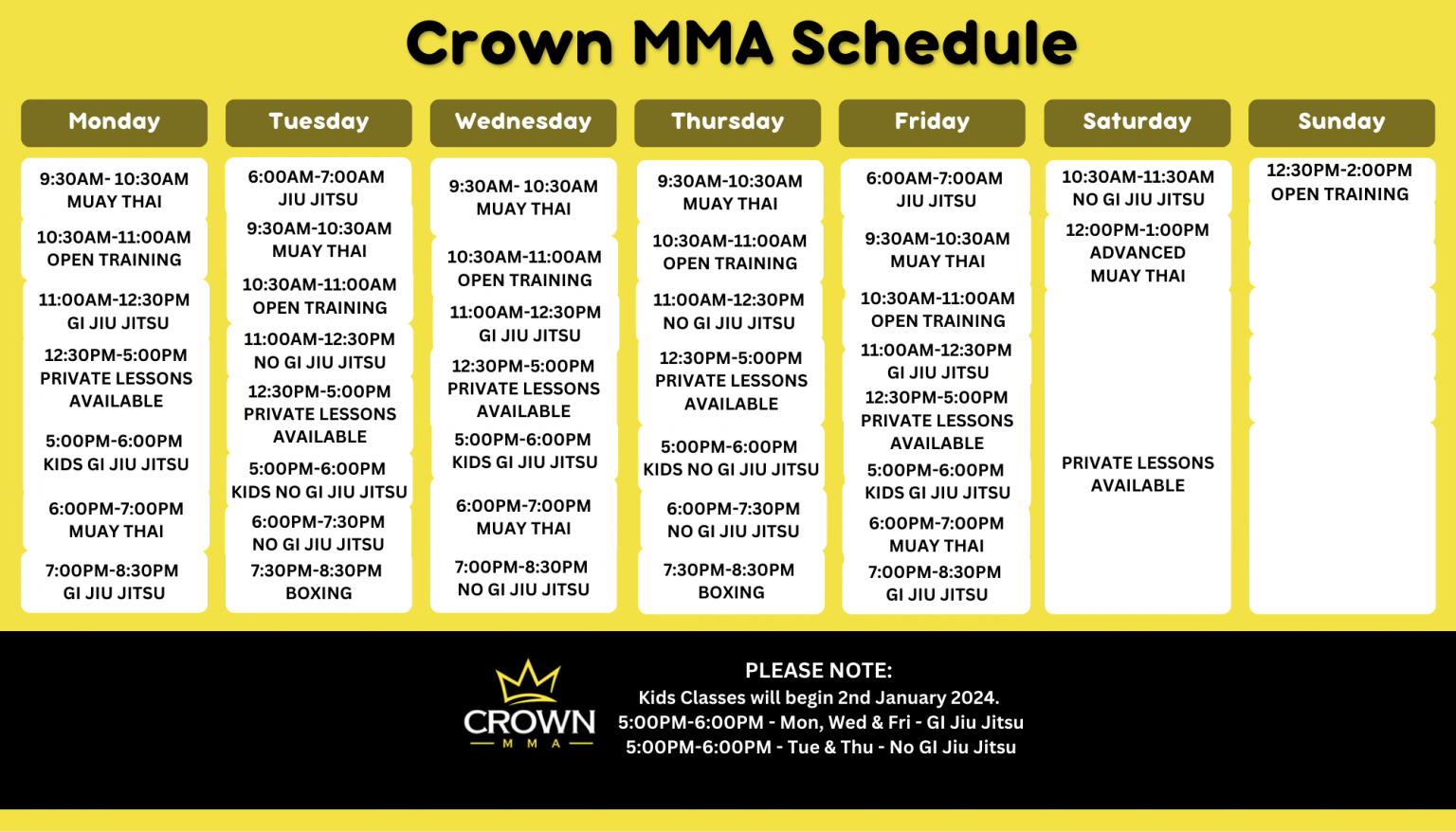 SCHEDULE - The Crown MMA